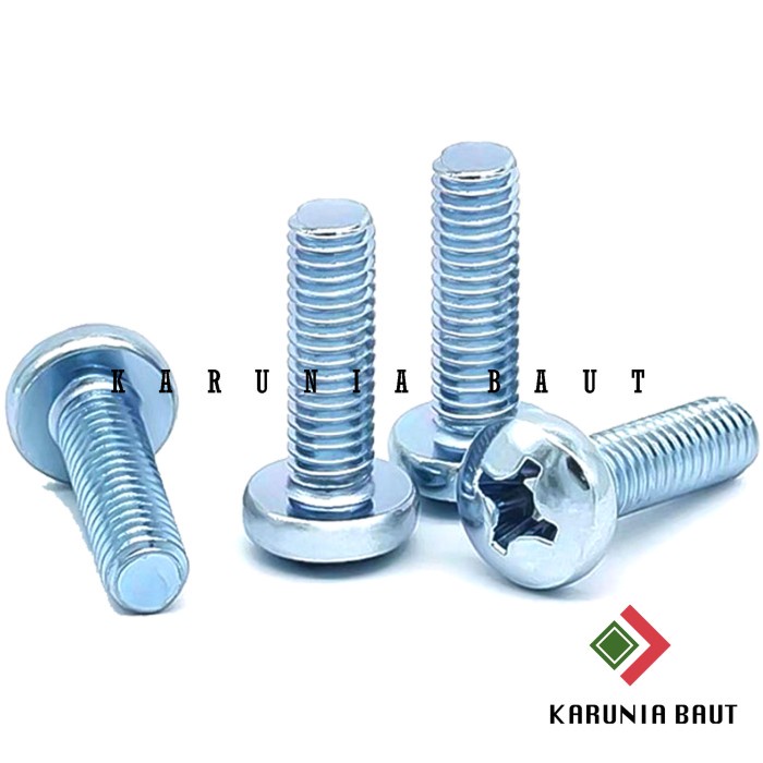 Jual BAUT OBENG PLUS + JP M5 BAUT JP GALVANIS PUTIH DRAT 5 MM PITCH 0. ...