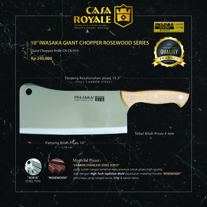 Jual PISAU DAGING IWASAKA 10" GIANT CHOPPER CR-CK-910 (PREMIUM QUALITY ...