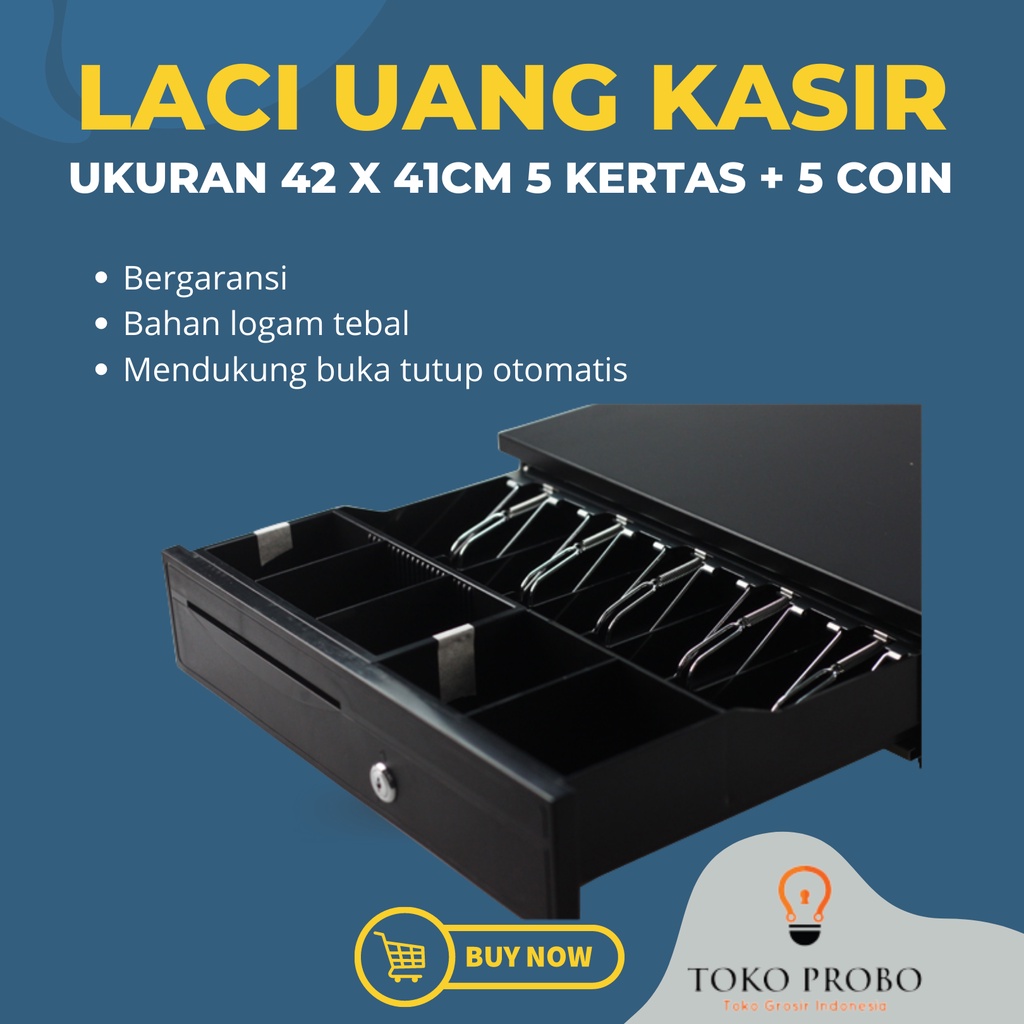 Jual Laci Uang Kasir Cash Drawer Ukuran 42x41CM Merk Eppos ( 5 slot kertas + 5 slot koin ...