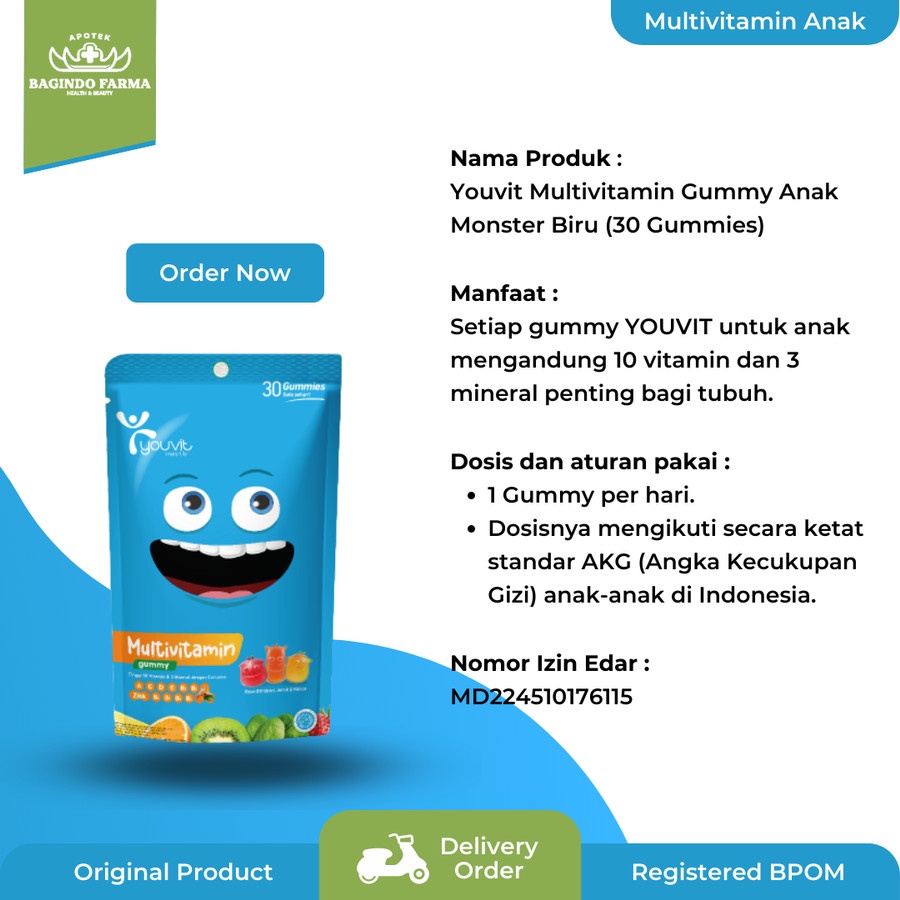 Jual YOUVIT Multivitamin Gummy Kids 30 Days (30 Gummies) | Shopee Indonesia