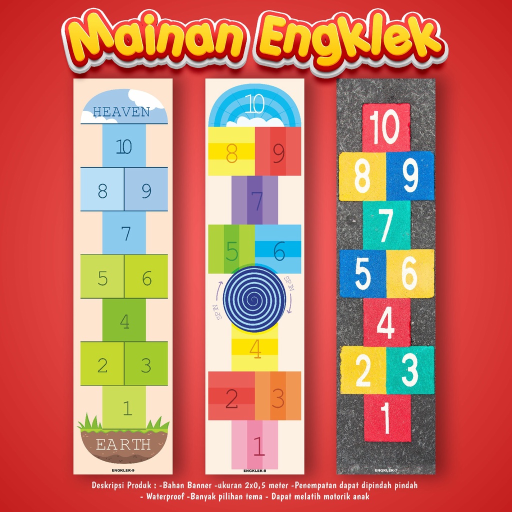 Jual Mainan Tradisional Engklek - tengge tengge - hopscotch - jingkat ...