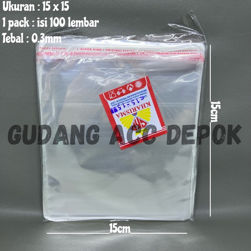 Jual PLASTIK OPP LEM BENING 9x9 10x10 12x12 13x13 14x14 15x15 16x16 isi 100 lembar / PLASTIK ...