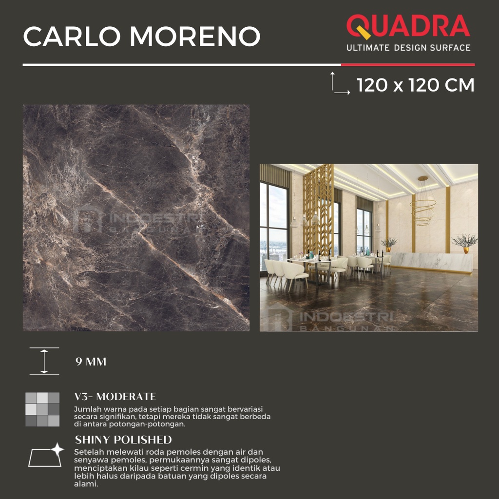 Jual Granit Quadra Carlo Moreno 120 x 120cm (1 dus / 2,88m2) Shiny ...