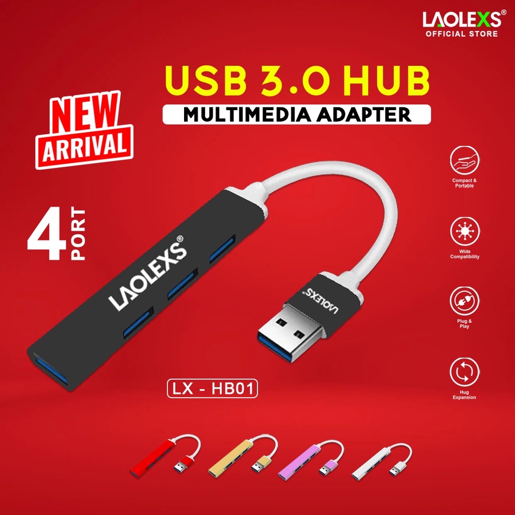 Jual Kabel HUB TO USB 3.0 4 PORTS LX-HB01 LAOLEXS (Garansi Resmi 12 ...