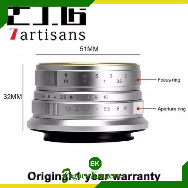 Jual lensa mirrorless 7artisan 7artisans 25mm f1.8 for kamera fuji sony ...