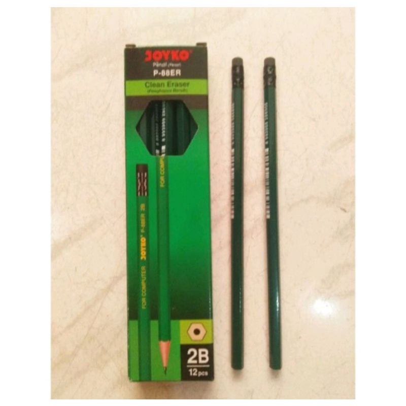 Jual pensil 2b joyko PB -88 ER, pensil 2 B penghapus( 1 lusin isi 12 ...