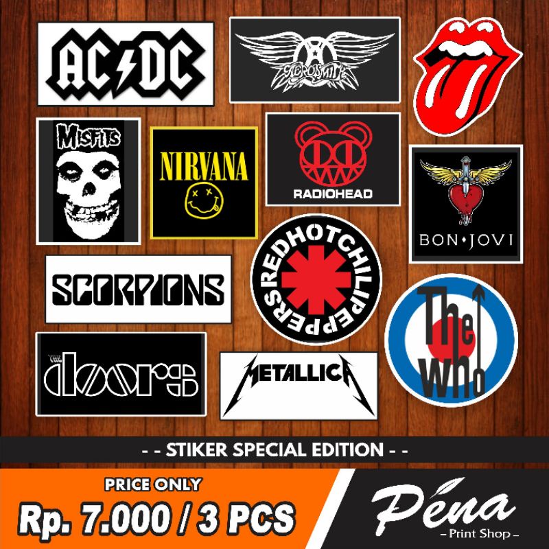 Jual (ISI 3 PCS) Sticker Stiker Band Rock Metal Rolling Stone Nirvana ...