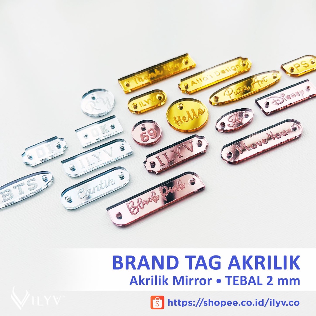 Jual Label Produk Akrilik Mirror / Label Jilbab Rebranding Hijab ...