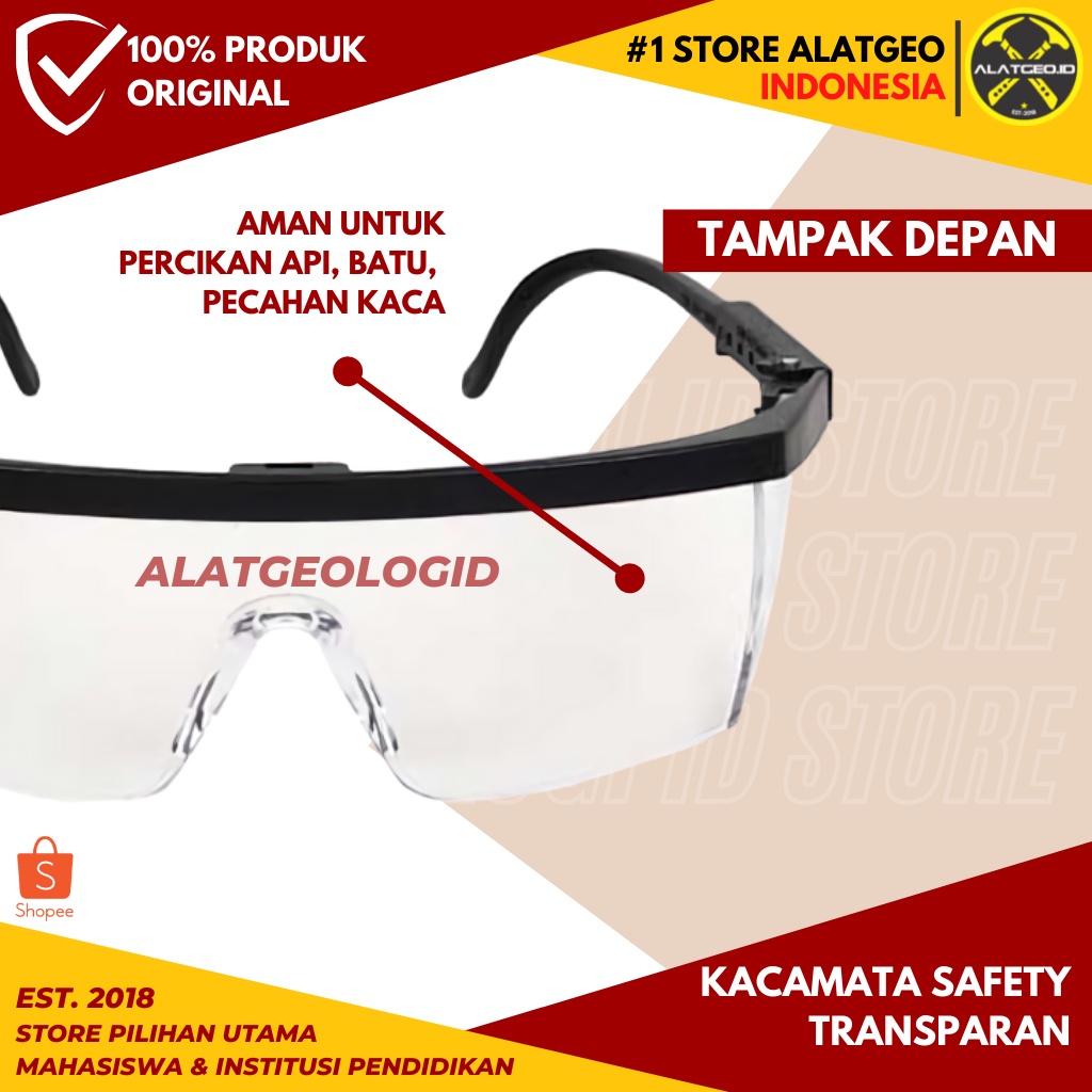 Jual Kaca Mata Safety Bening Clear Gerinda / Laboratorium / Geologi ...