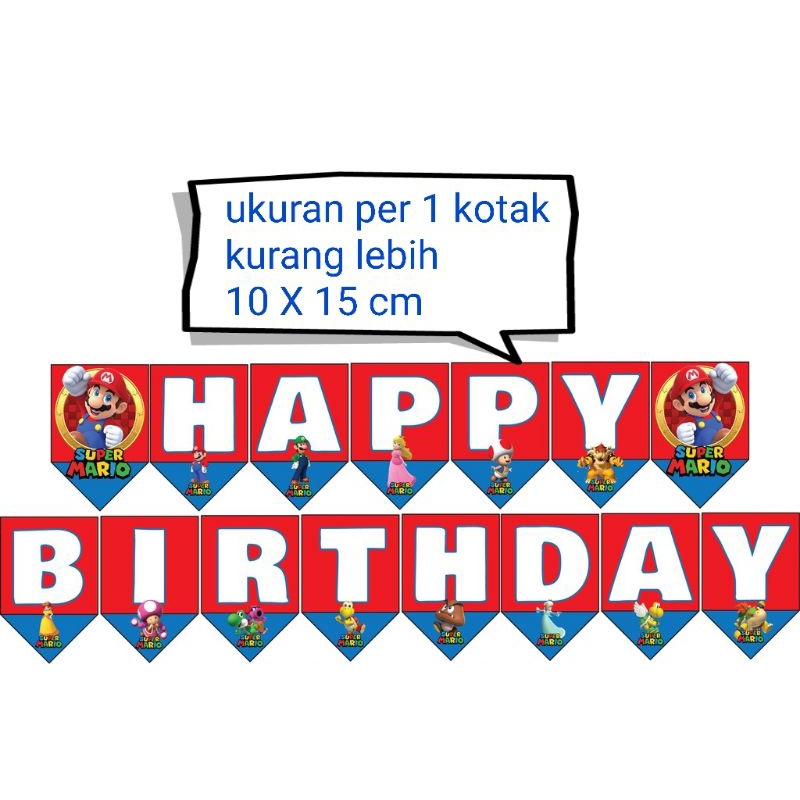 Jual banner bunting garland flag happy birthday ulang tahun karakter ...