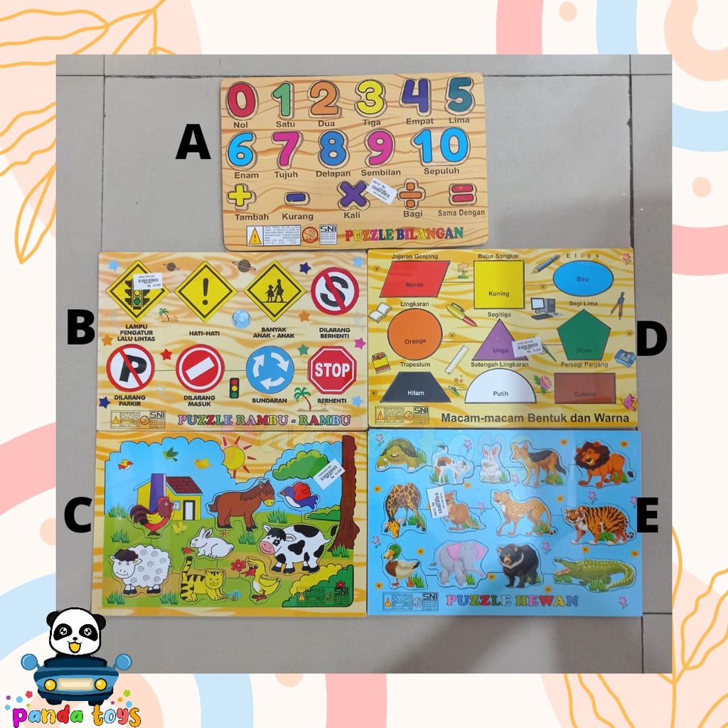 Jual PANDA TOYS SEMARANG Puzzle Kayu Edukasi Bilangan/Rambu-rambu ...