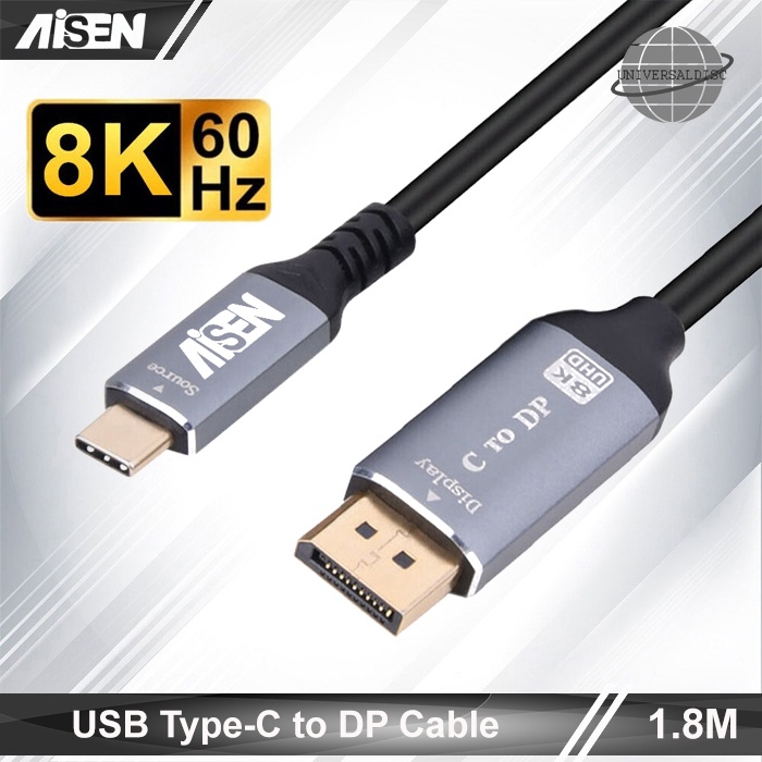 Jual Aisen USB Type C to DP DisplayPort UHD 8K/4K 1.8M High Quality ...