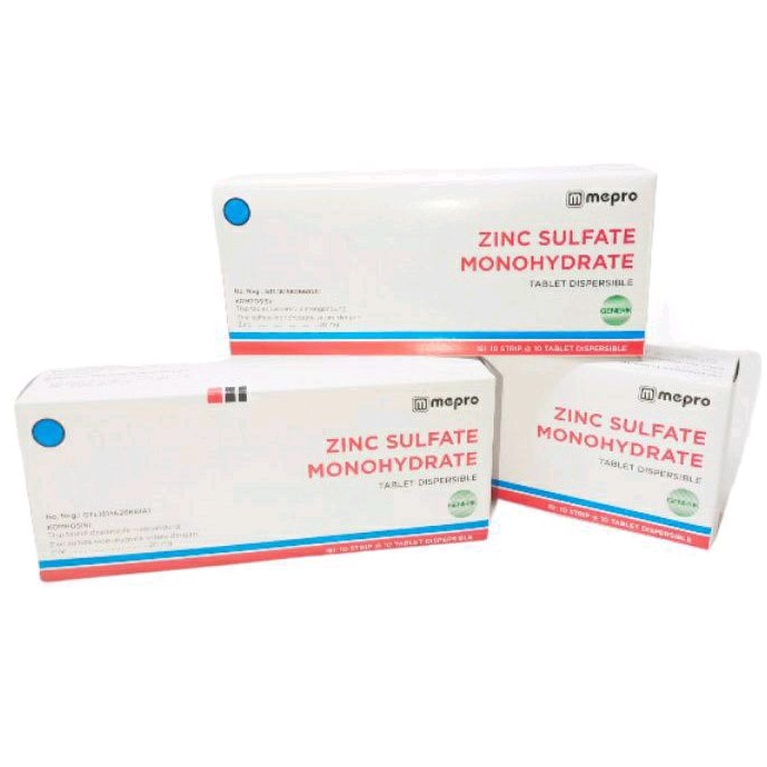 Jual Zinc Sulfate Monohydtate 20mg Strip Isi 10 Tablet Mepro ...