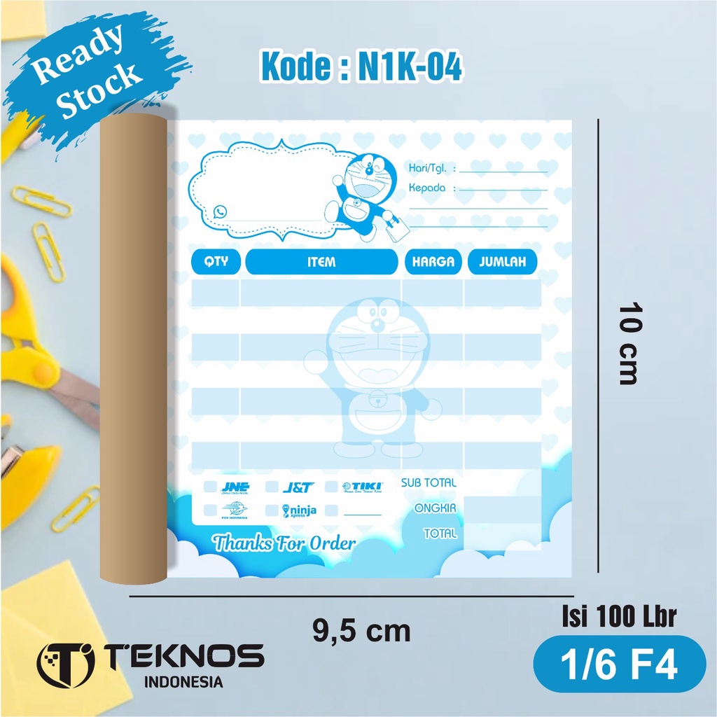 Jual [100 lembar] NOTA OLSHOP KOSONGAN LUCU MURAH 1 PLY NIK-04 DORAEMON ...