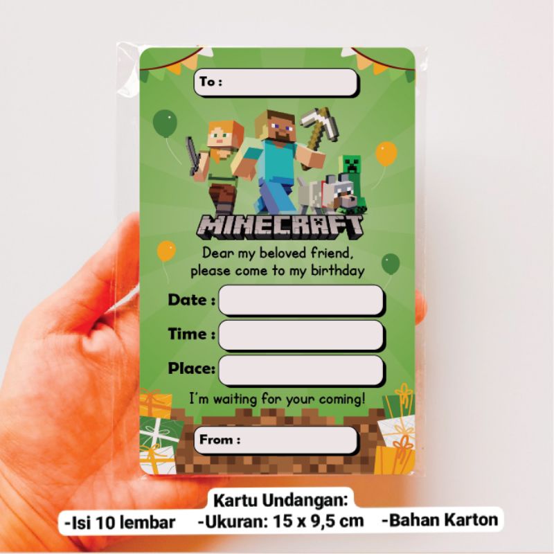 Jual KARTU UNDANGAN MINECRAFT HAPPY BIRTHDAY HBD ULTAH ULANG TAHUN ...