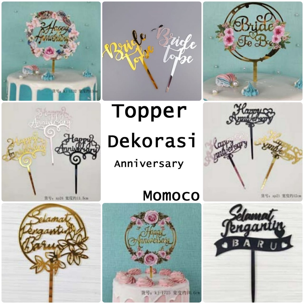 Jual Cake Topper Toper Tusuk Kue Ulang Tahun Ultah Anniversary Bride To ...