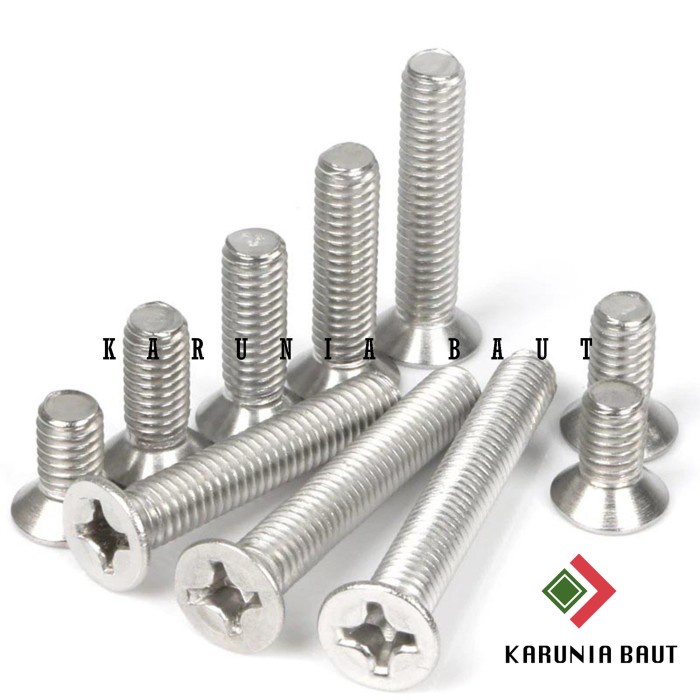 Jual BAUT OBENG PLUS + BAUT JF M3 STAINLEES STEEL 304 DRAT 3 MM PITCH 0 ...