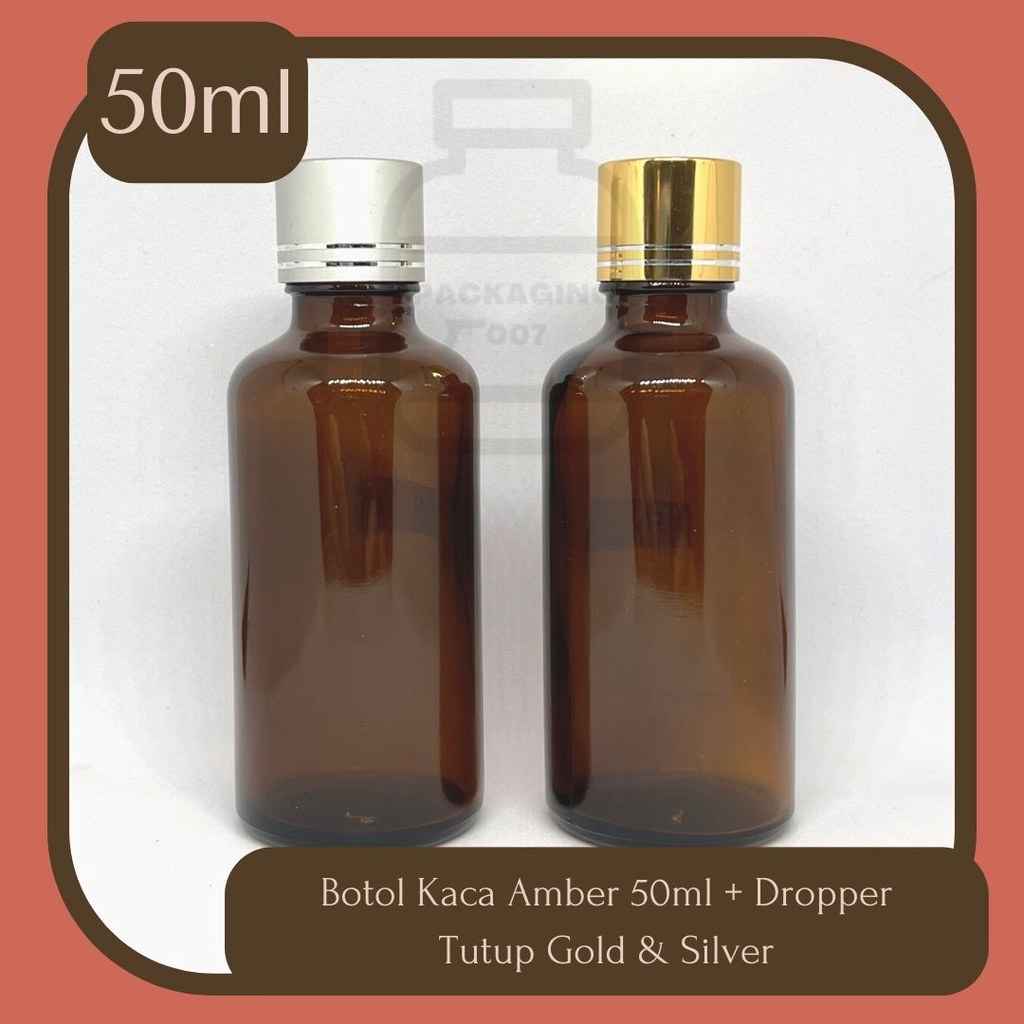 Jual Botol Kaca Amber Essential Oil Dropper Tutup Gold / Silver ...