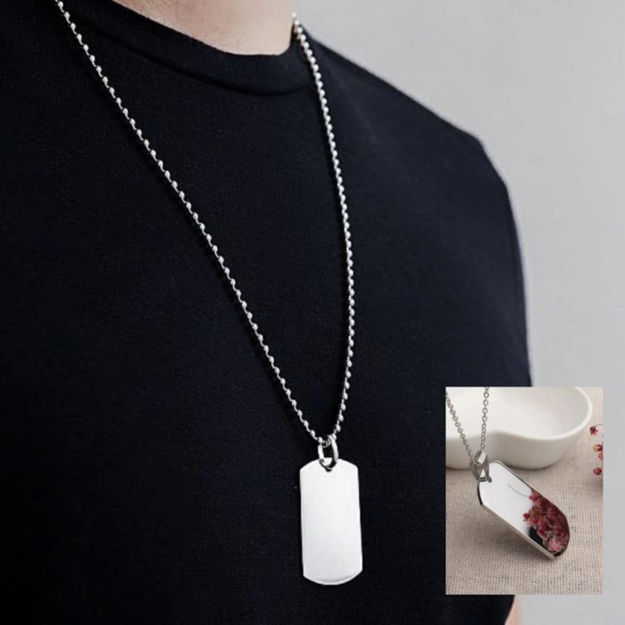 Jual PROMO Terbaru Kalung Pria Rantai Baja Model Biji Lada Liontin Army ...