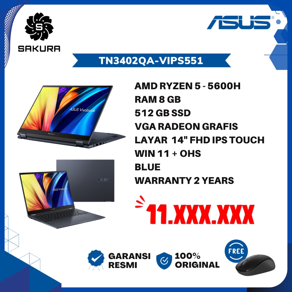 Jual Asus vivobook S 14 Flip TN3402QA-VIPS551/ VIPS552 | Shopee Indonesia