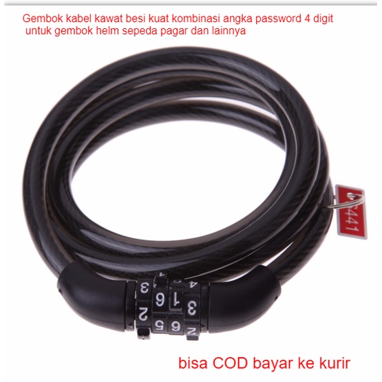 Jual Gembok kabel kawat besi kuat kombinasi angka password 4 digit ...