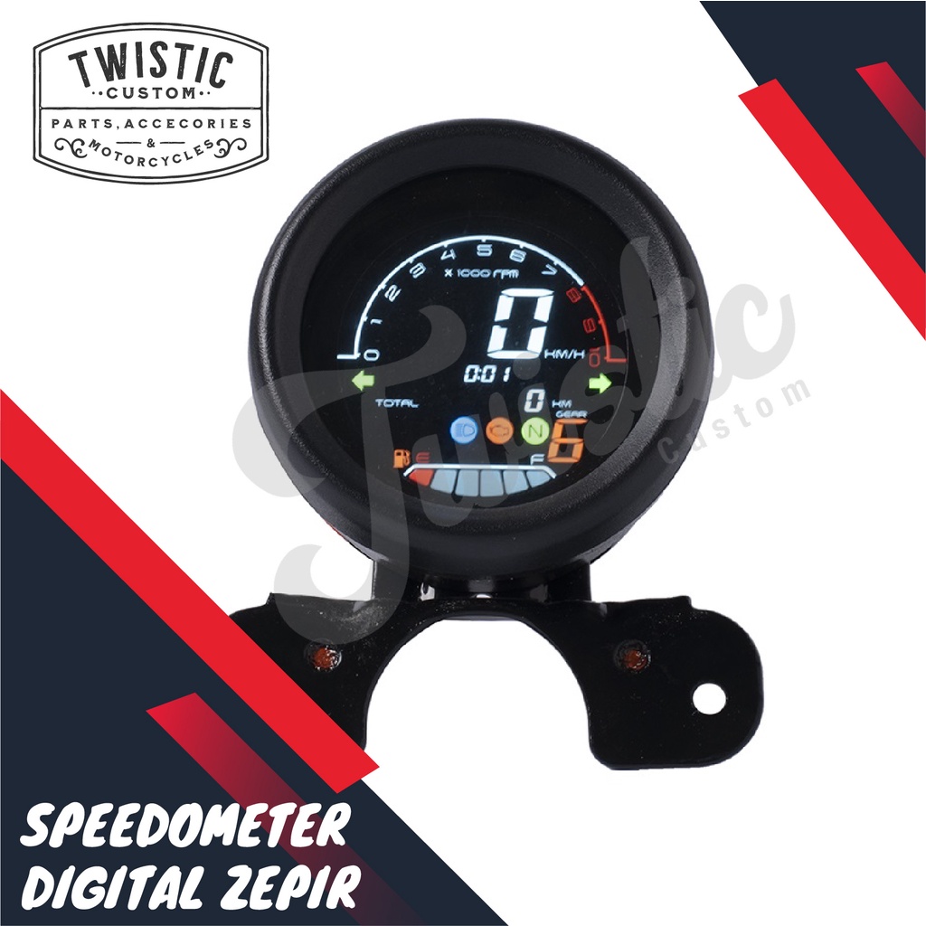 Jual Speedometer Digital Bulat LCD Zepir Motor Custom Universal Bobber ...