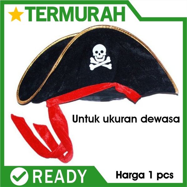 Jual Pirate Captain Hat Skull Topi Bajak Laut halloween props jack ...