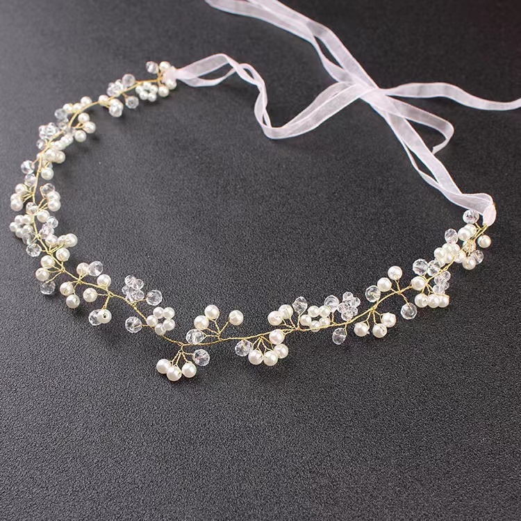 Jual Tiara Hair Vine Flower Pearl dengan With Ribbon Mahkota Bunga ...
