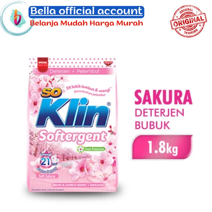 Jual SO KLIN Sakura Strawberry Softergent 1800 gr / 1.8 Kg | Shopee Indonesia