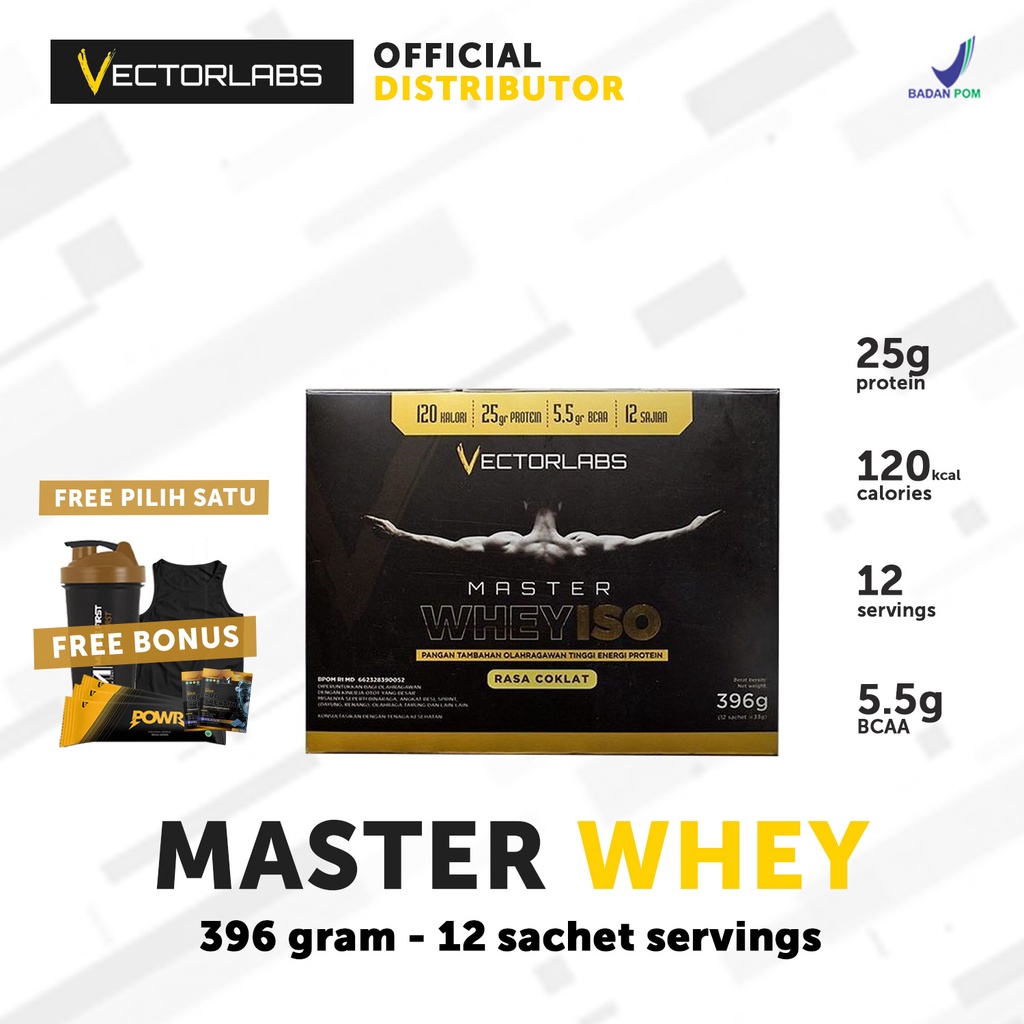 Jual Vectorlabs MasterWhey Iso 12 sachet 396 gr Master Whey Protein ...