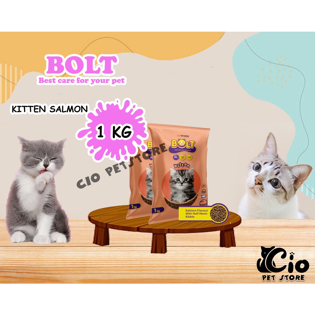 Jual Bolt Kitten Makanan Kucing Cat Dry food 1 Kilo SALMON | Shopee ...