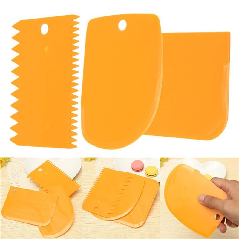 Jual Scraper Kue Halus Gerigi Perata Butter Cream Pemotong Adonan Set ...