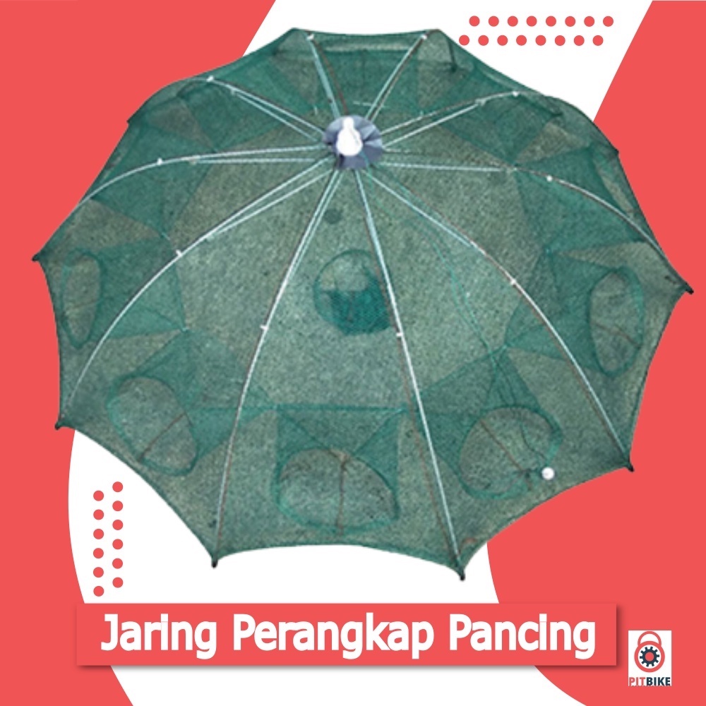 Jual Perangkap jaring ikan bubu payung udang 6 8 10 16 lubang | Shopee ...