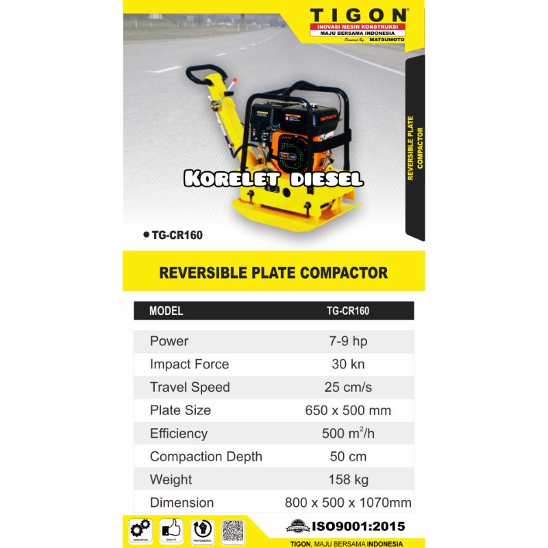 Jual Mesin Stemper Kodok TIGON TG-CR 160 Maju Mandur Hydraulic + GX 270 ...