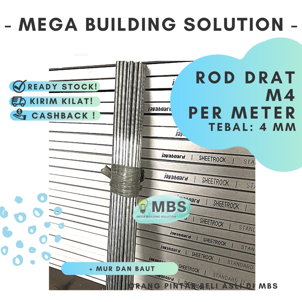 Jual Rod Drat M4 | Rod Panjang Gantungan Plafon | Rot Gantung Gipsum ...