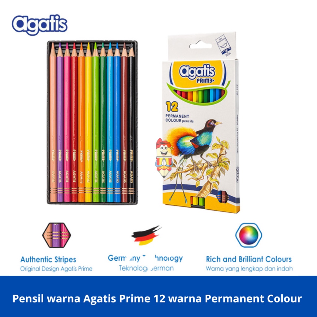 Jual Pensil warna Agatis Premium Prime 12 warna Permanent Colour PH-C ...