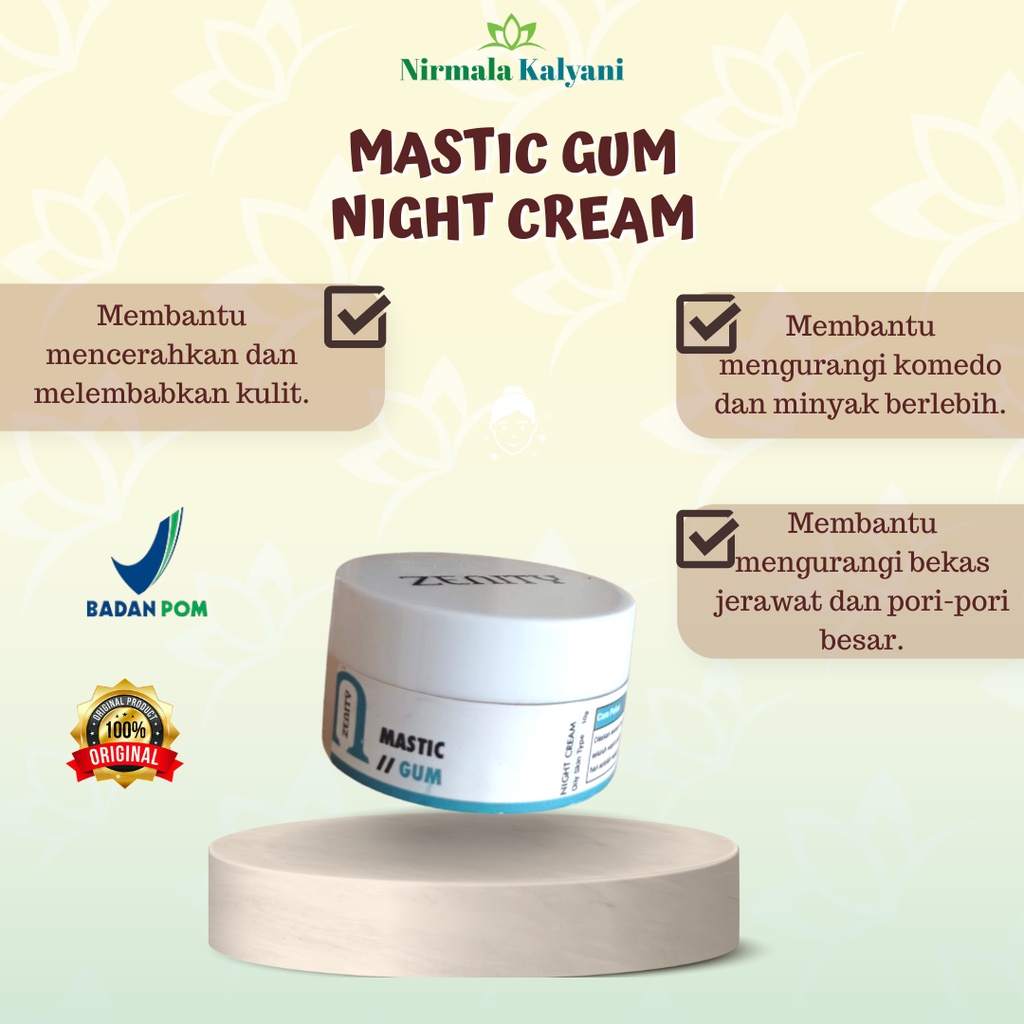Jual Krim Malam Untuk Kulit Berminyak Mastic Gum Night Cream Zenity