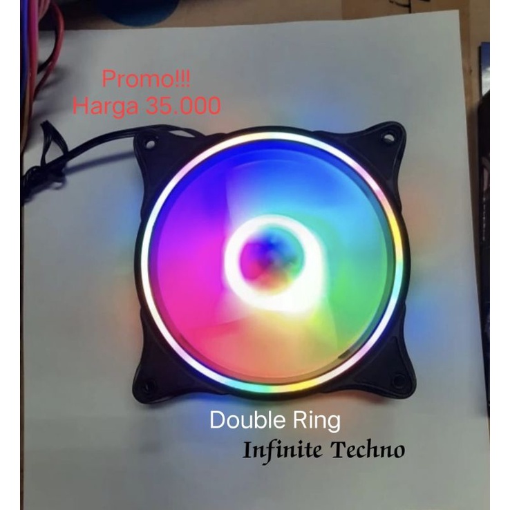 Jual Promo Fan Case Led RGB Rainbow Double Ring Color Lampu Led 12Cm ...