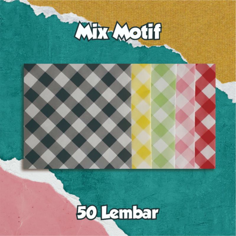 Jual Kertas roti motif kotak kotak style food grade alas roti simple ...