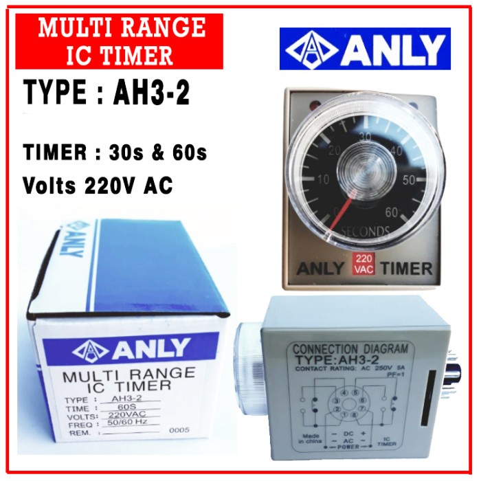 Jual Multi Range Ic Timer ANLY Type AH3-2 220VAC 30s & 60s | Shopee ...