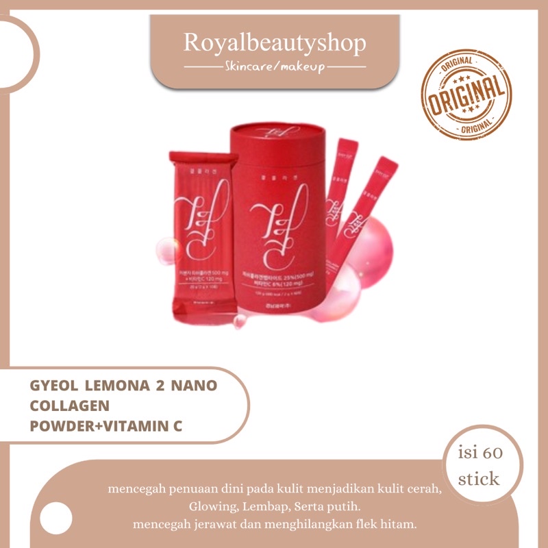 Jual GYEOL LEMONA 2 NANO COLLAGEN POWDER + VITAMIN C ISI 60 / GYEOL LEMONA+PROBIOTICS ISI 50 ...