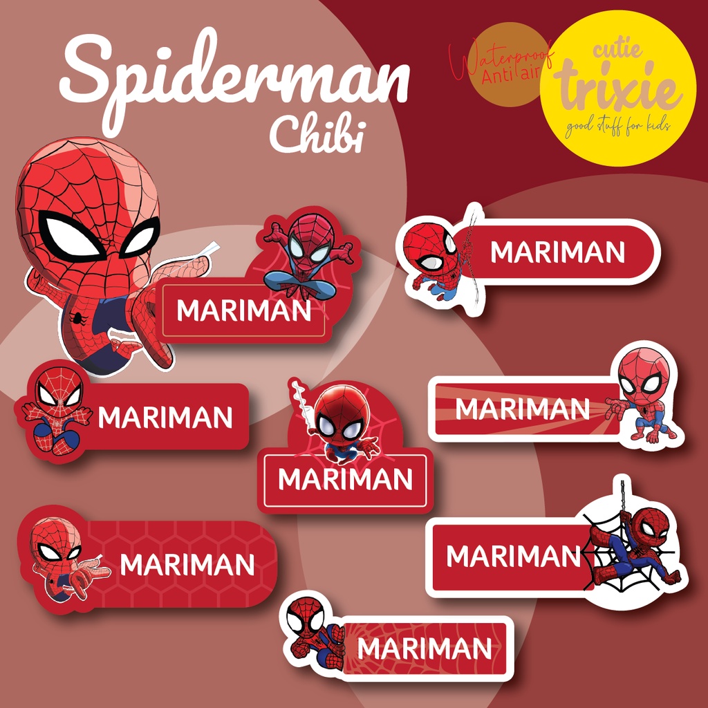 Jual Sticker Label Nama Anak SPIDERMAN CHIBI | Shopee Indonesia