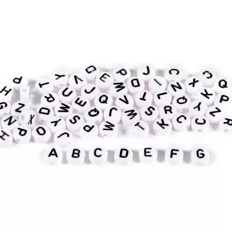 Jual [Pilih Huruf] No. 1 Abjad BULAT PUTIH tulisan HITAM alphabet ...