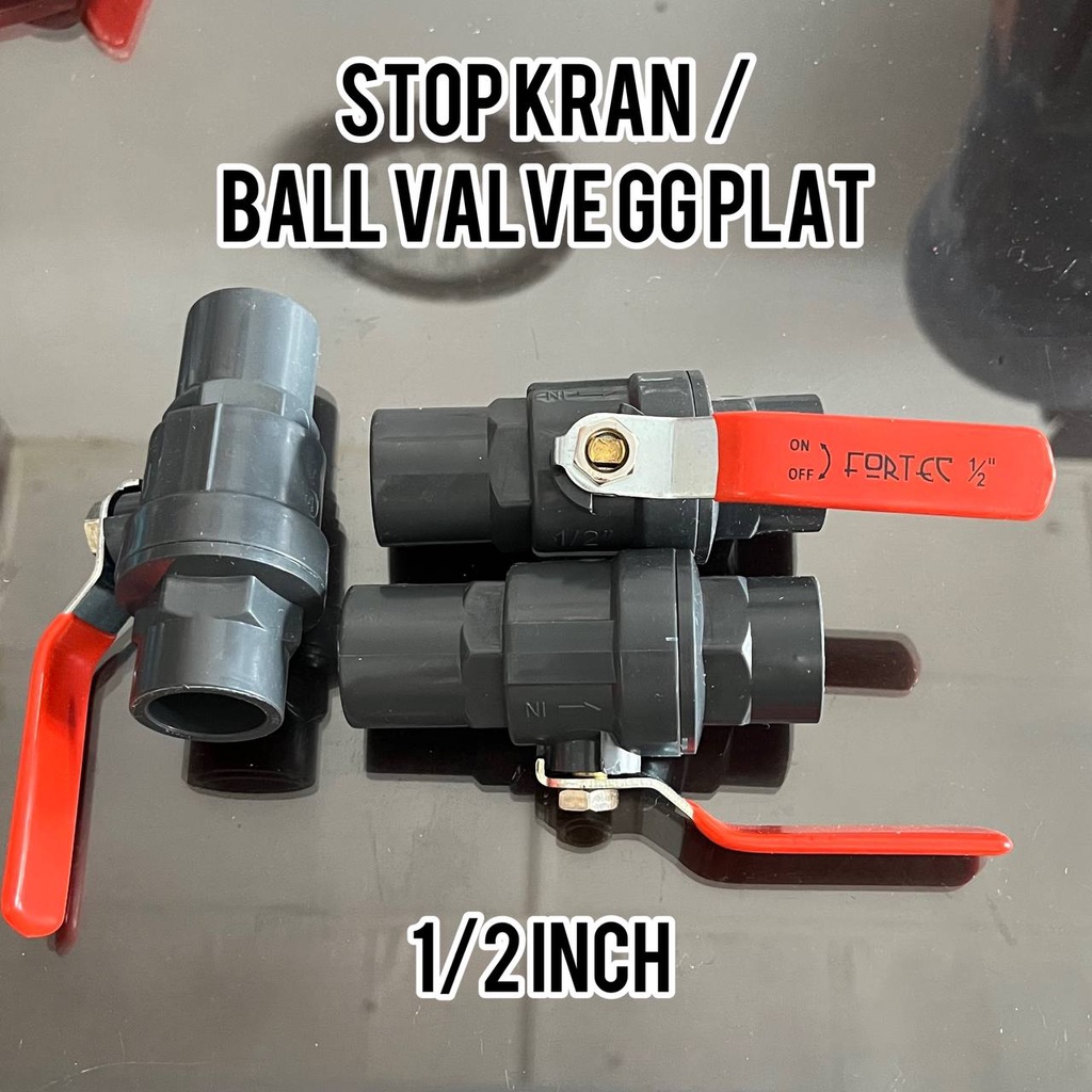 Jual Stop kran gagang plat besi 1/2 inch FORTEC - Ball valve PVC stop keran | Shopee Indonesia