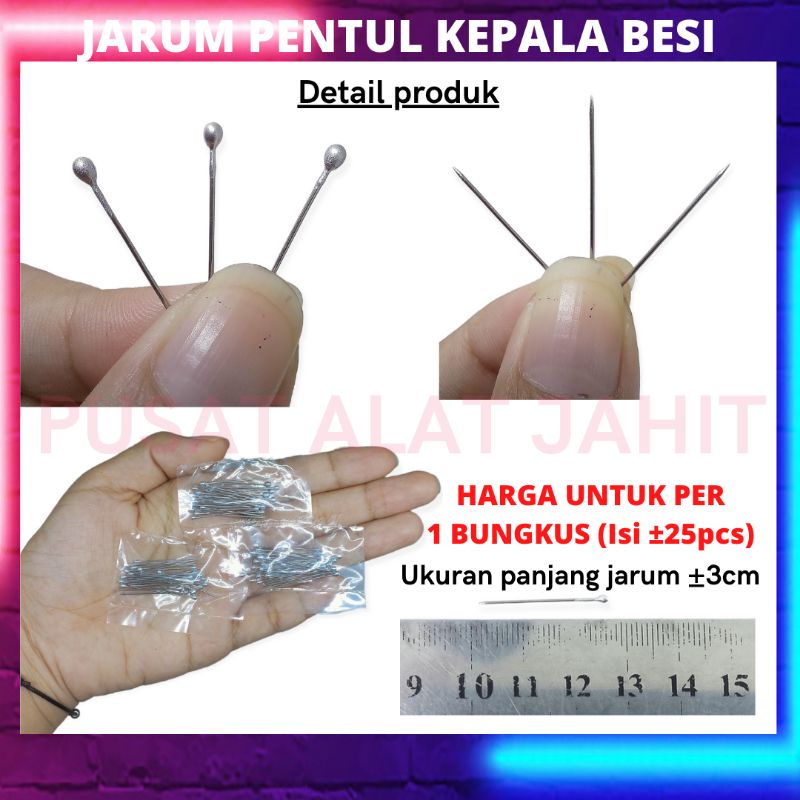 Jual Jarum pentul mutiara murah steinless steel kepala besi per 1 ...