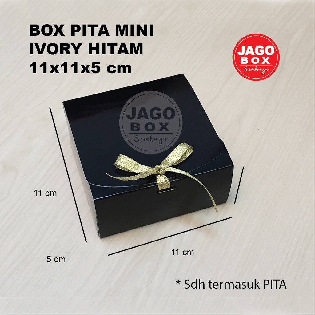 Jual KOTAK / BOX GIFT / HADIAH SOUVENIR PITA MINI 11x11x5 cm HITAM ...