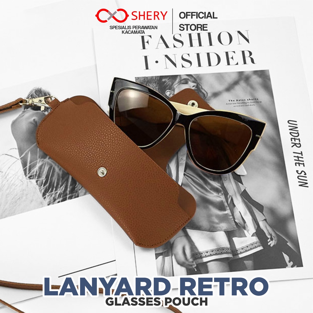 Jual SHERYACC Pouch Kacamata Pouch Tali Lanyard Kulit Retro Classy ...
