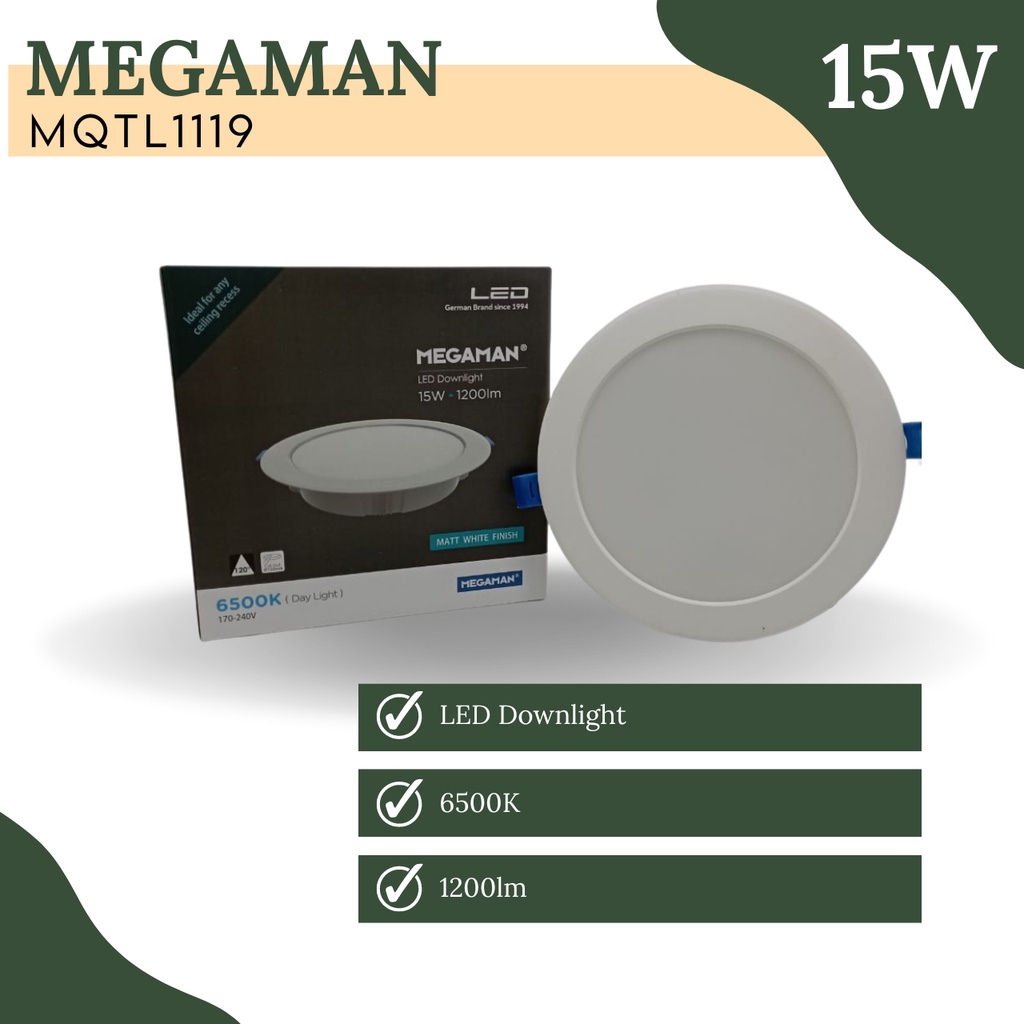 Jual Lampu LED MEGAMAN Downlight MQTL1119 15W 6500K Putih | Shopee Indonesia
