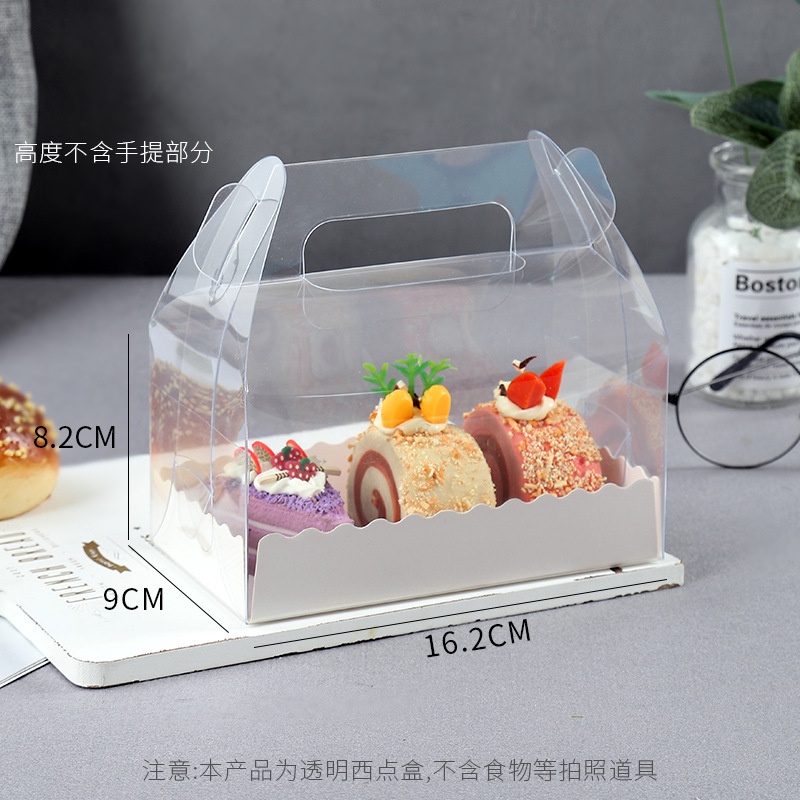 Jual Kotak Mika Kue Roll | Tempat Kue Dessert | Transparent Portable ...