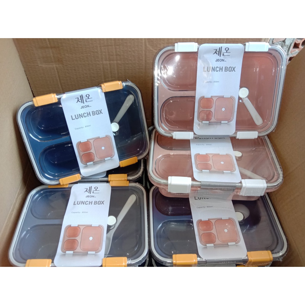 Jual Kotak Bekal Makan Lunch Box Anti Tumpah 3 Sekat 850ml - Jeon | Shopee Indonesia